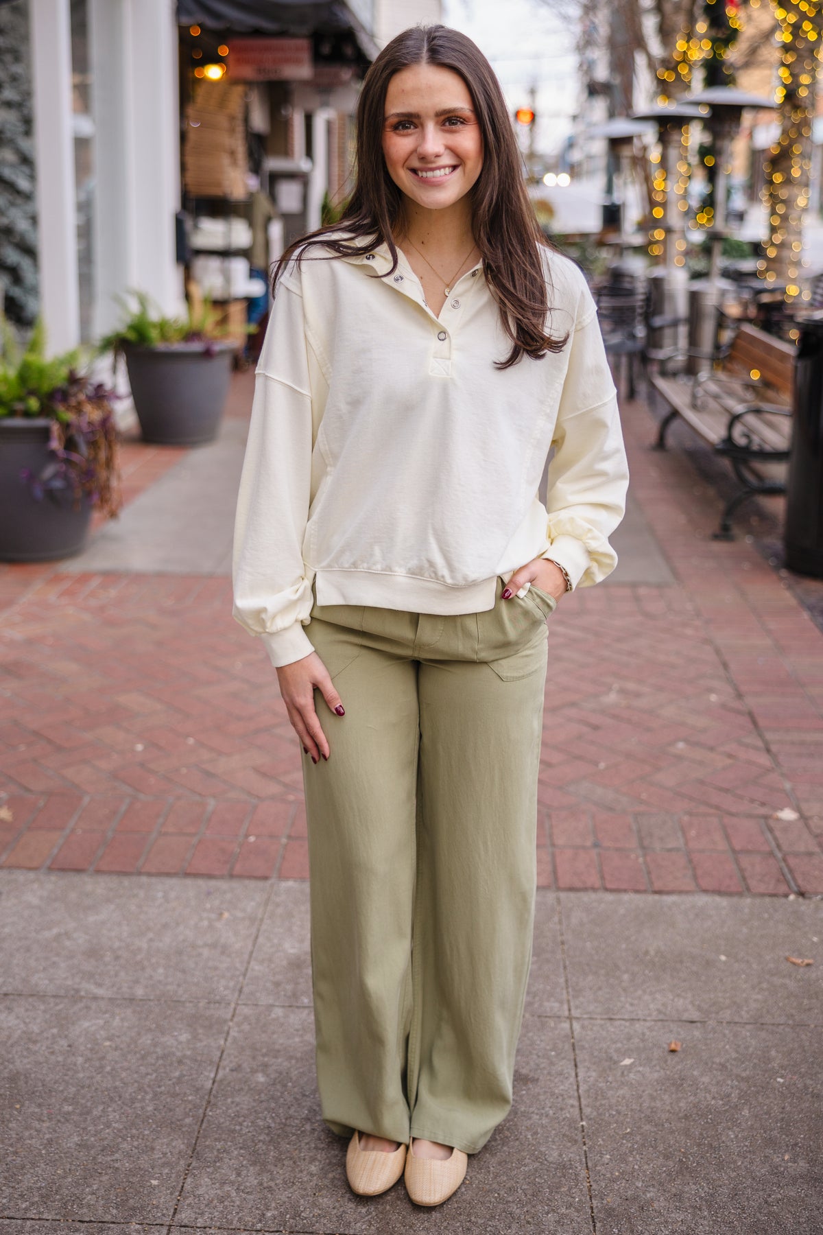Light olive wide leg pants – ImageBoutique
